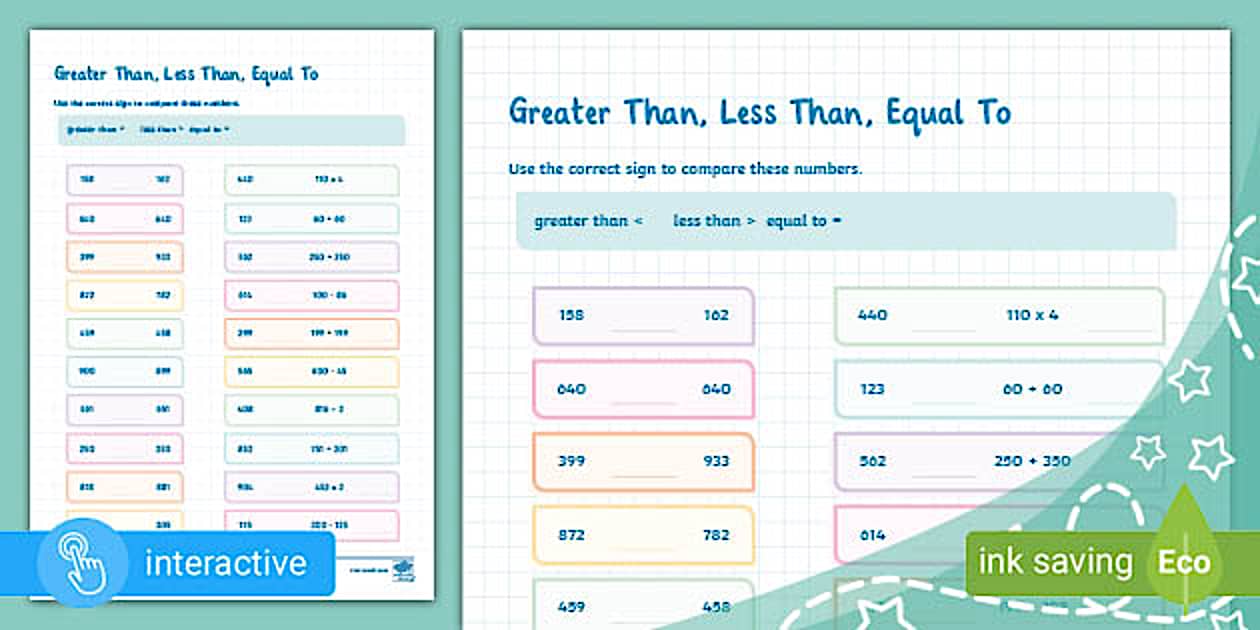 Greater Than, Less Than, Equal To: 3-Digit Numbers - Twinkl