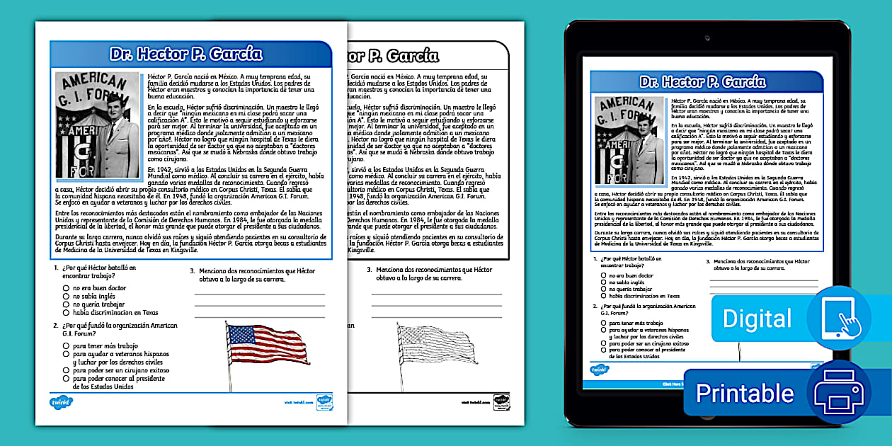 Actividad de pasaje de comprensión de lectura de tercer grado: Dr ...