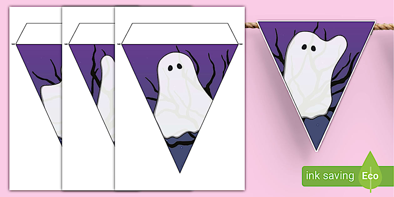 Halloween Ghost Bunting (teacher made) - Twinkl