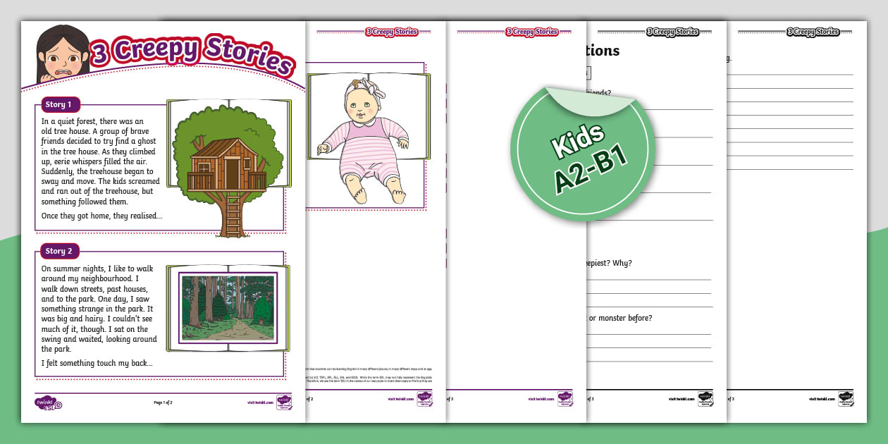 ESL 3 Scary Stories Reading Comprehension [Kids, A2-B1]