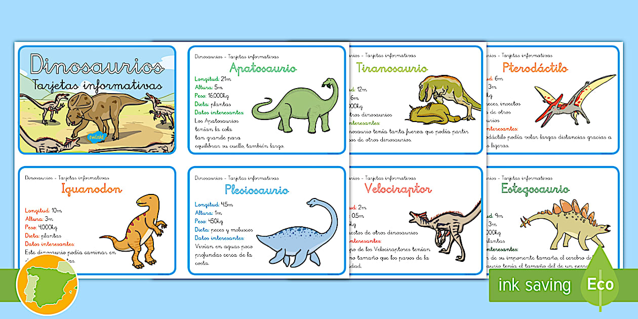 Tarjetas informativas: los dinosaurios - Twinkl