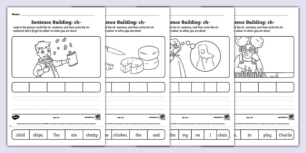 Phonics Sentence Building: ch- (teacher made) - Twinkl
