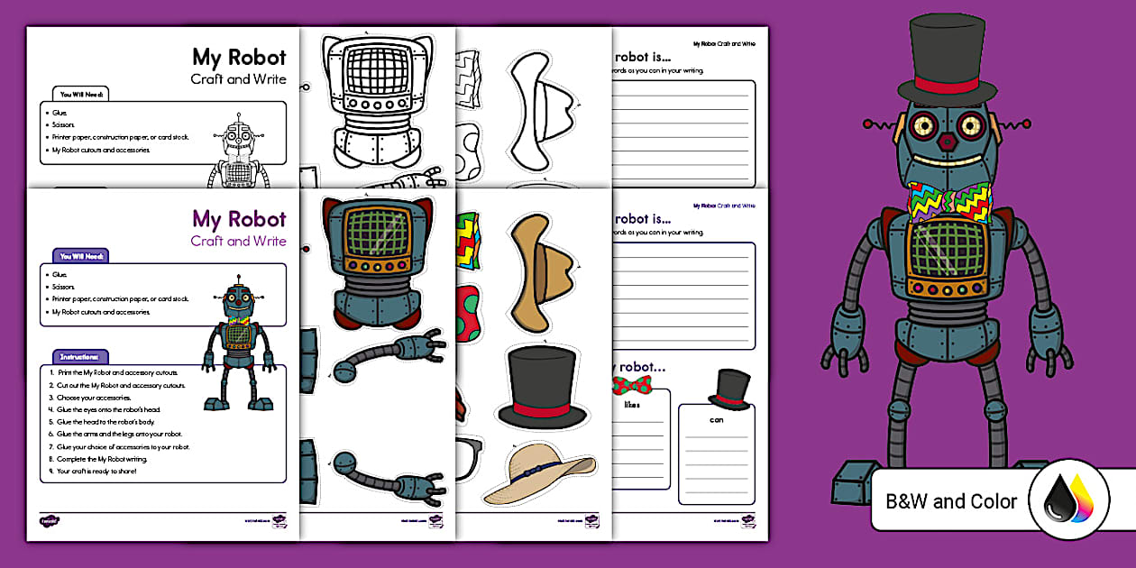 My Robot Craft and Write -ot Word Family Activity - Twinkl