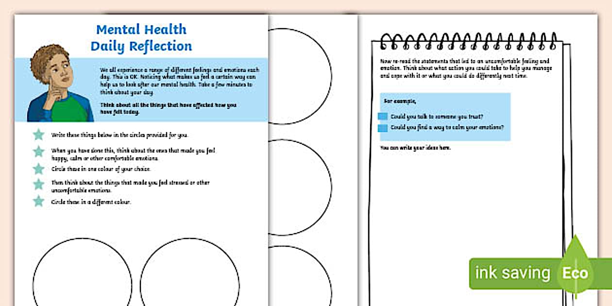 World Mental Health Day Reflection Activity KS2 Worksheet