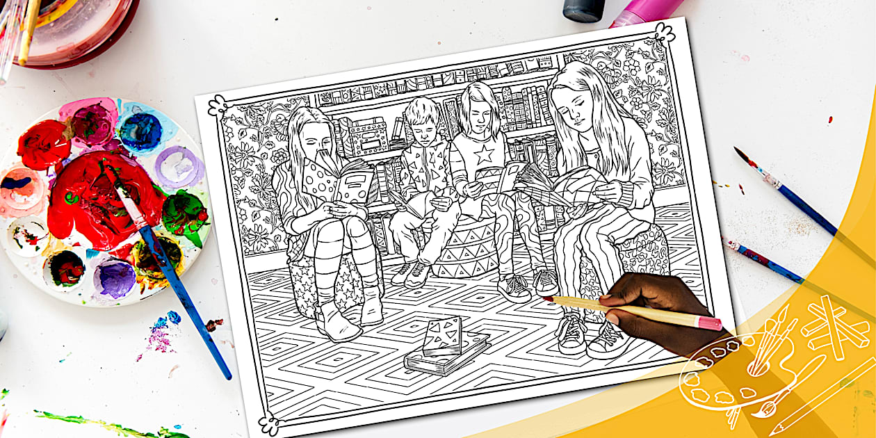 I Love Reading Mindfulness Colouring Activity Poster