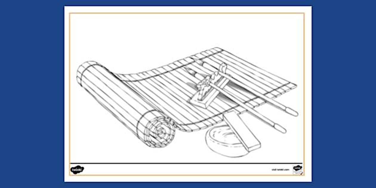 Bamboo Sheet with Brush and Ink Colouring Sheet - Twinkl