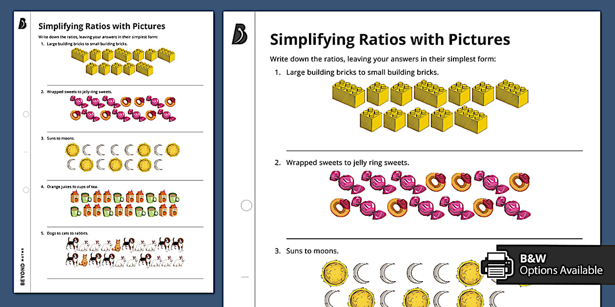 👉 Simplifying Ratios with Pictures (teacher made)