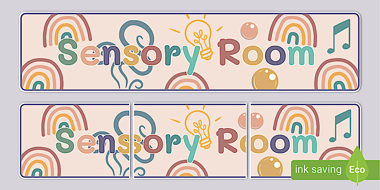 Muted Rainbow Themed Sensory Room Display Banner