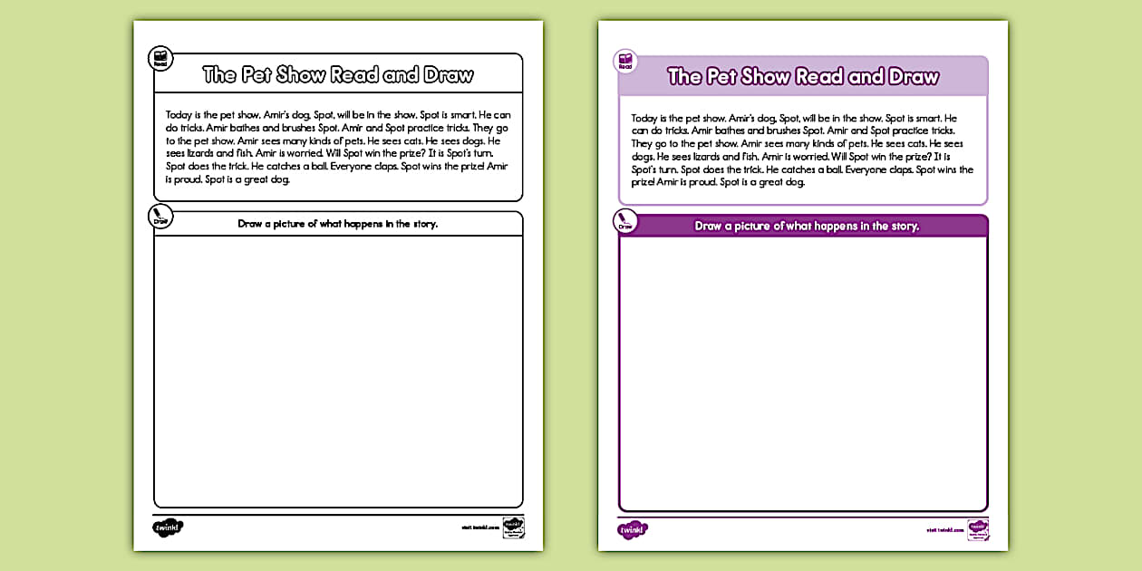 Kindergarten Read and Draw Pet Show | Twinkl USA - Twinkl