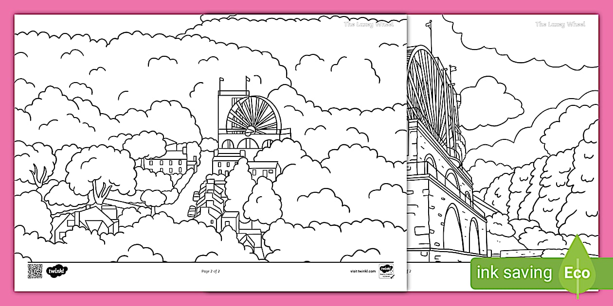 The Laxey Wheel Colouring Sheets (teacher made) - Twinkl