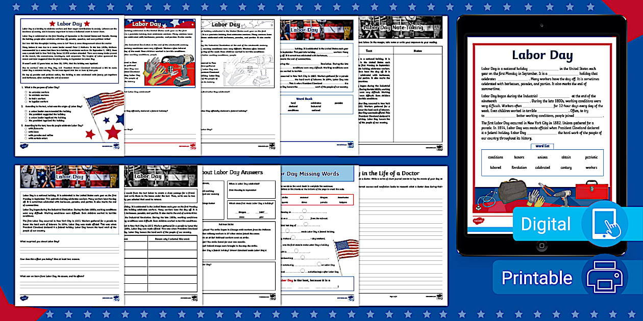 Labor Day Activity Pack | Grades 3 - 5 | Twinkl Resources