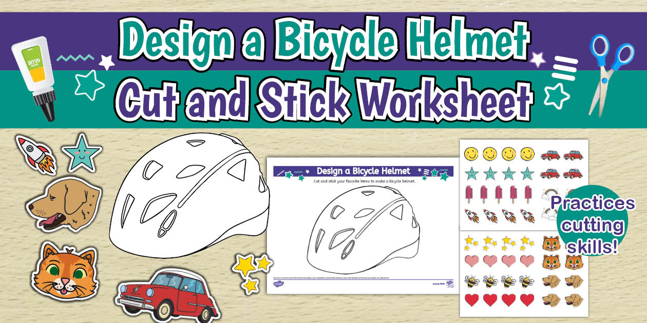 Design a Bicycle Helmet Cut and Stick Worksheet