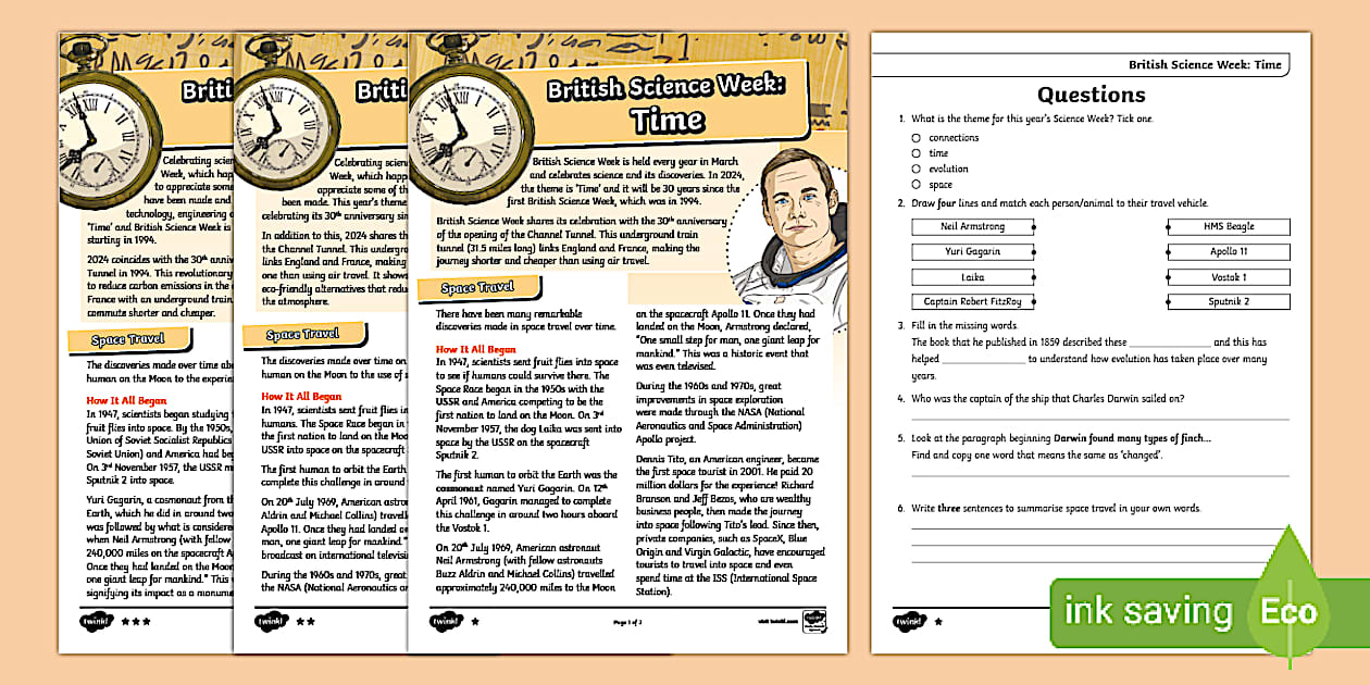 UKS2 British Science Week: Time Differentiated Reading Comprehension ...