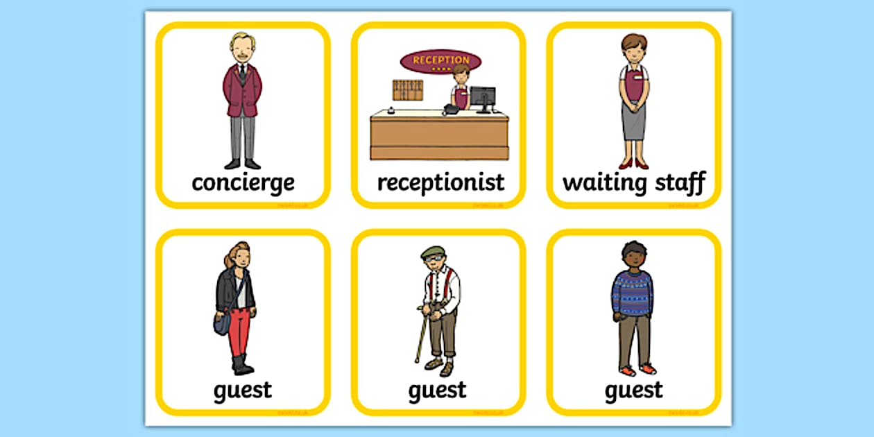 Hotel Role Play Badges - ESL Hotel Role Play (teacher made)