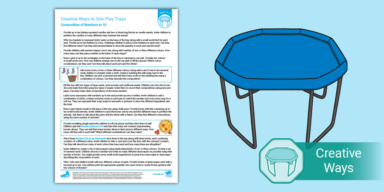 EYFS Ages 3-5 Play Trays: Composition to 10