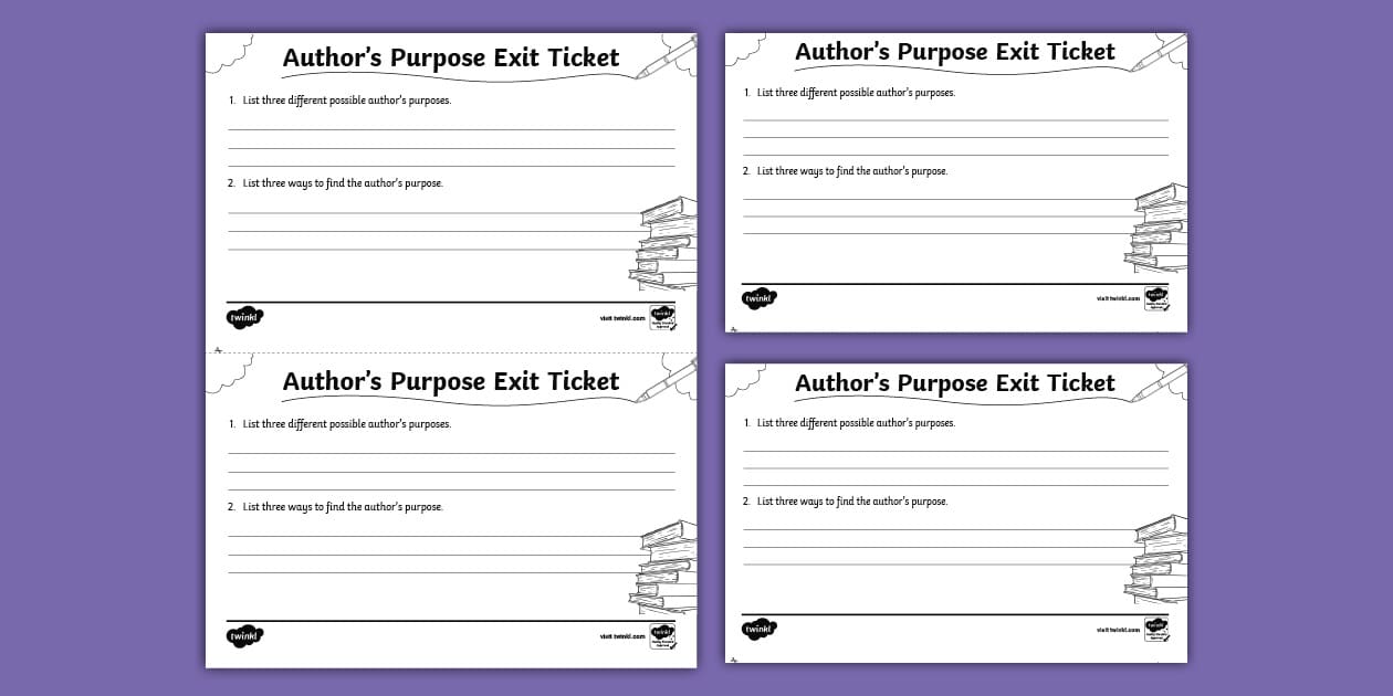 Fourth Grade Author's Purpose Exit Ticket - Twinkl