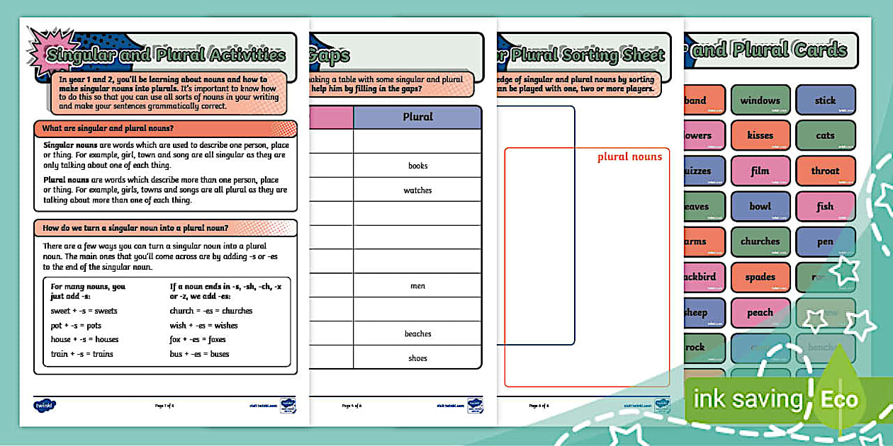 Singular and Plural Activities (Ages 5 - 7) (teacher made)