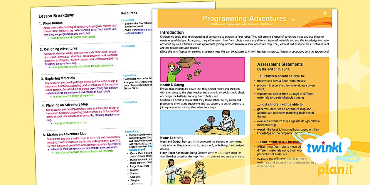 D&T: Programming Adventures UKS2 Planning Overview