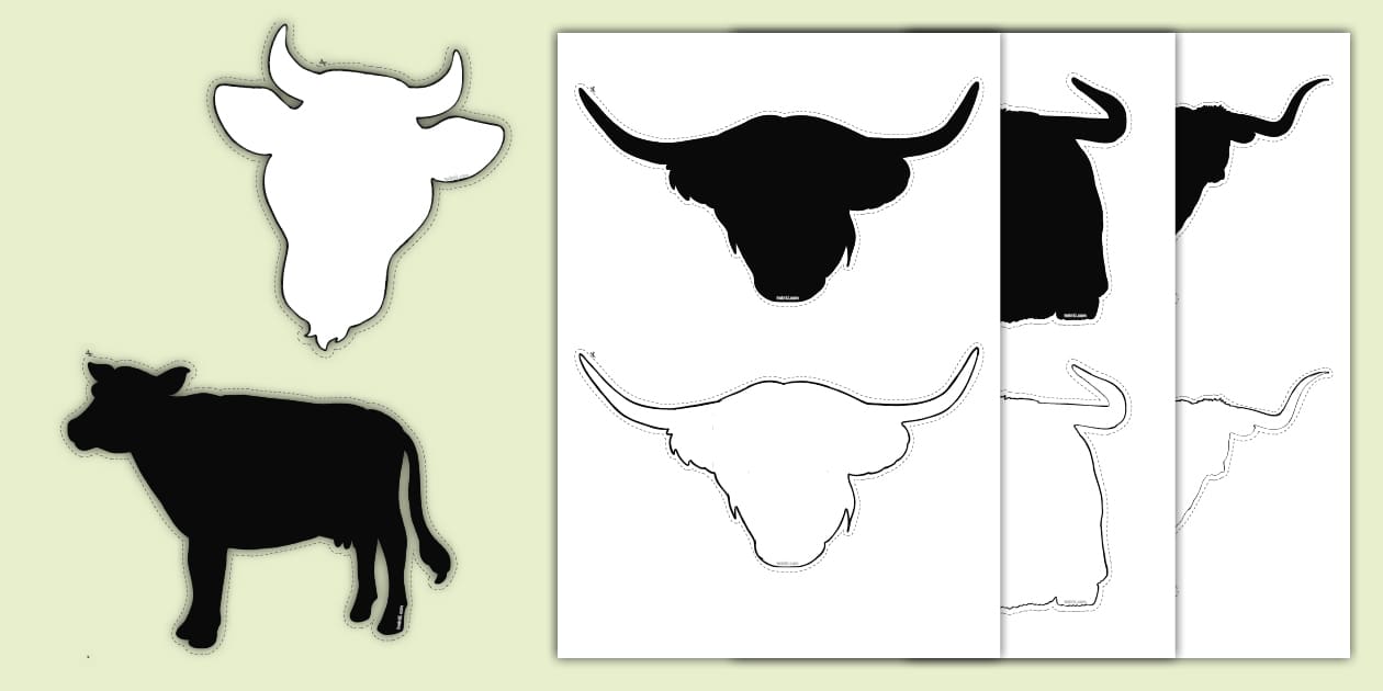 Cow Stencils Outlines and Silhouettes | Twinkl