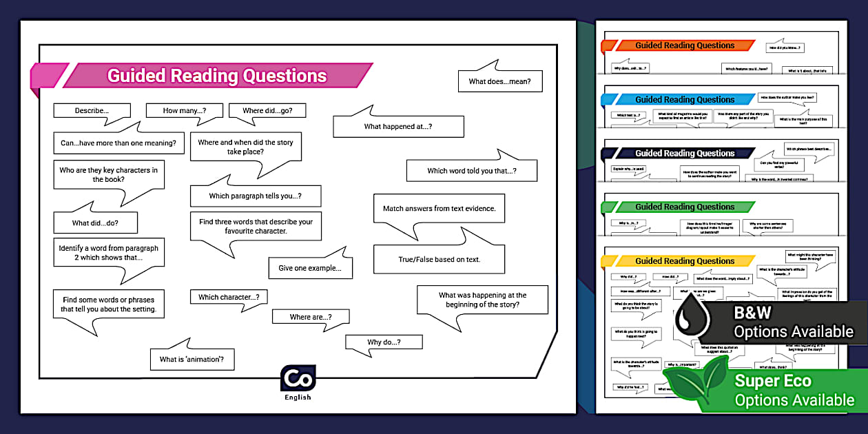 Reinforcing Guided Reading: Question Mats - Twinkl