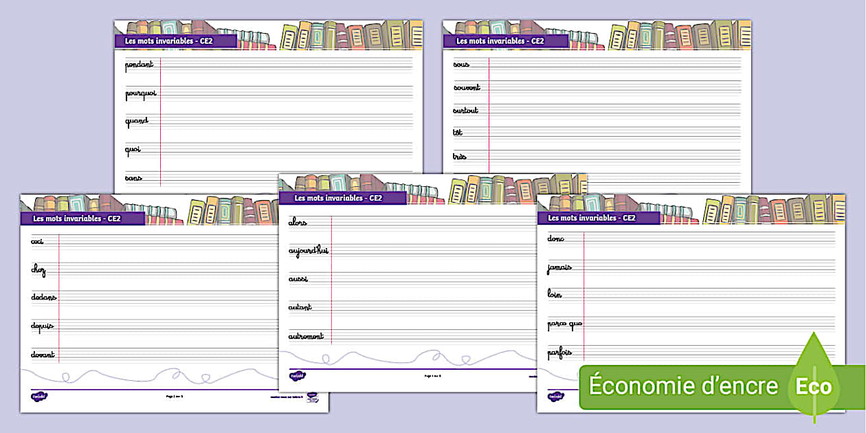 Les mots invariables - CE2