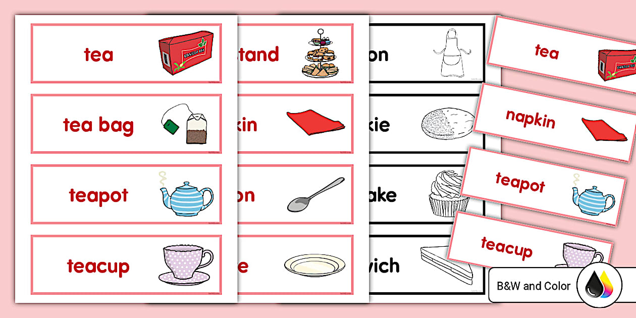 Tea Party Dramatic Play Word Cards (teacher made) - Twinkl