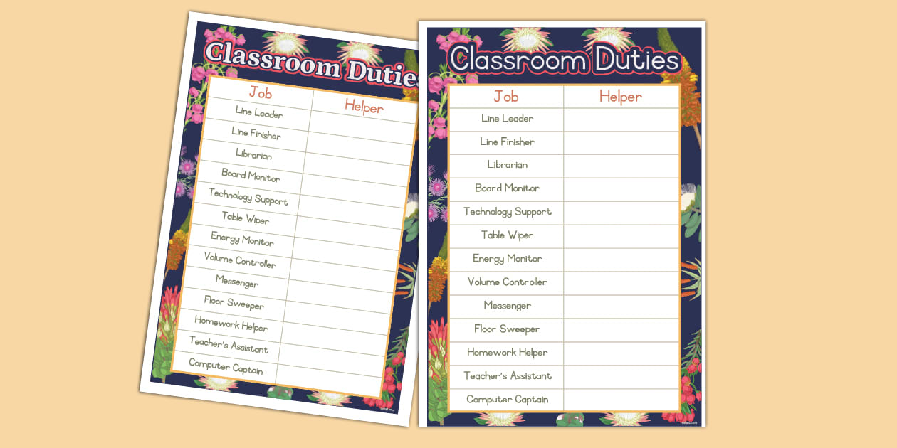 Fynbos-Themed Classroom Duties Display Poster (teacher made)