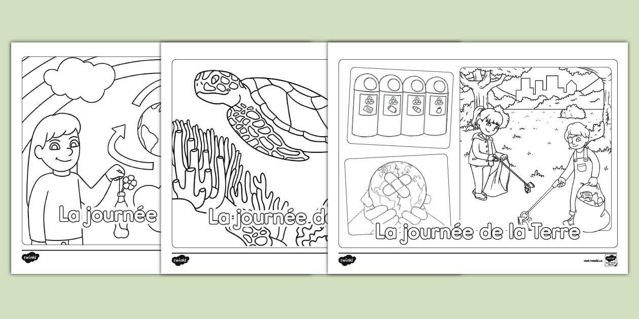 Coloriages : La journée de la Terre (teacher made) - Twinkl