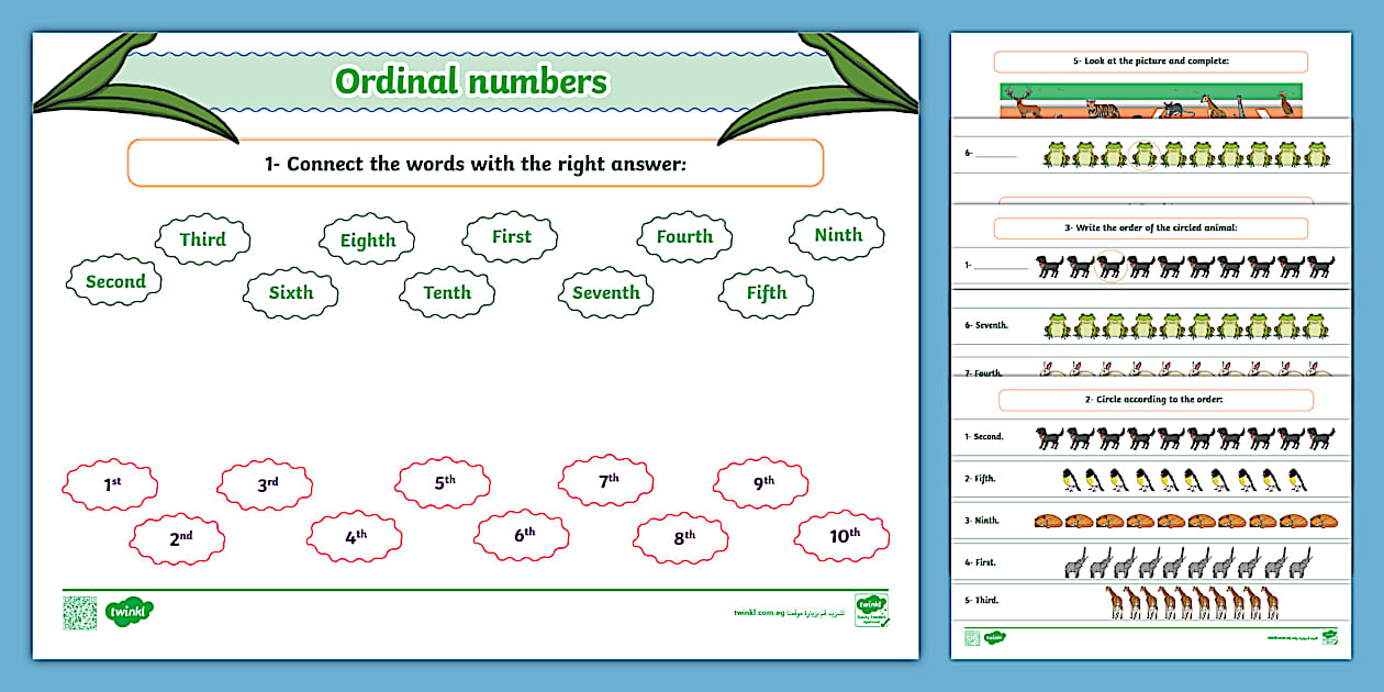 Ordinal numbers worksheet (teacher made) - Twinkl