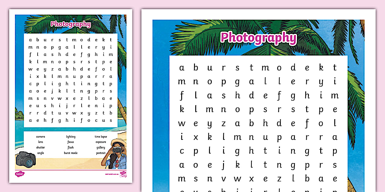 Photography Terms Word Search