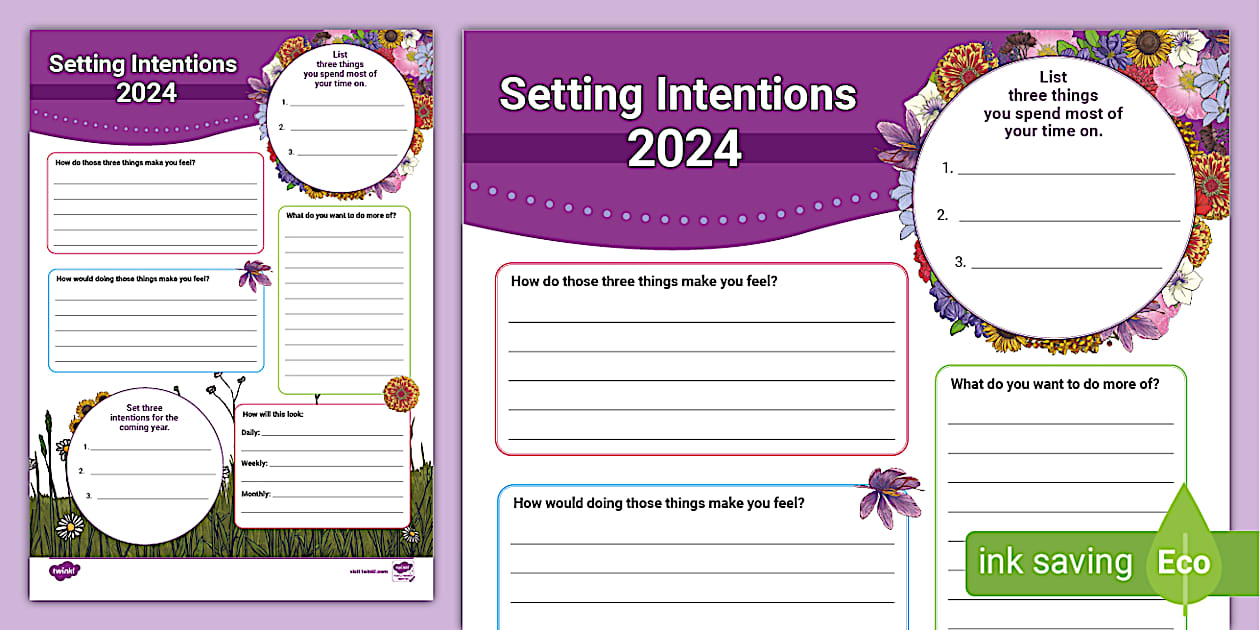 New Year Intention Setting Worksheet For Teachers – Twinkl