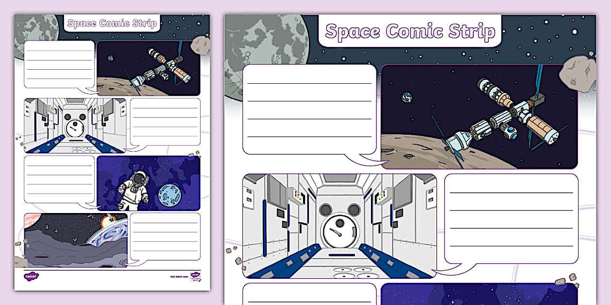Space Finish the Comic Strip Worksheet (teacher made)