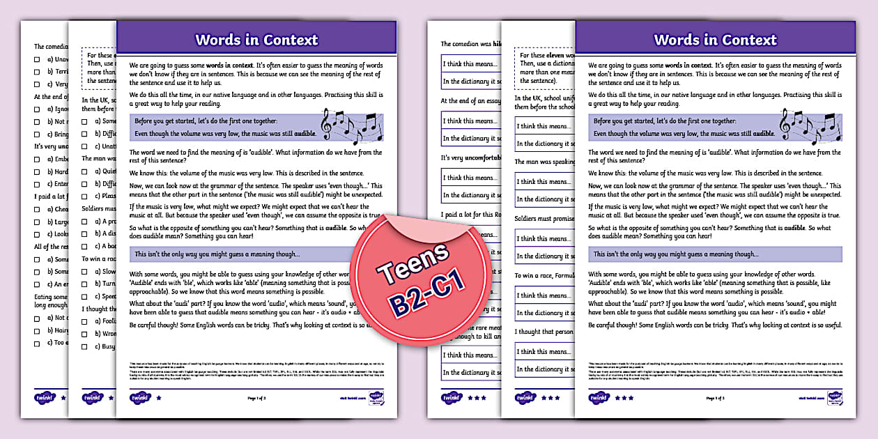 ESL Words in Context Differentiated Worksheets | Twinkl