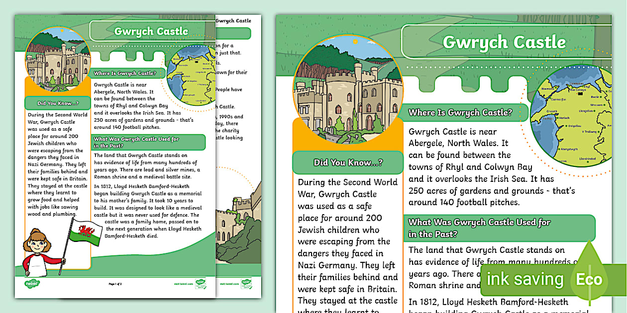 KS1 Gwrych Castle Fact File - Twinkl