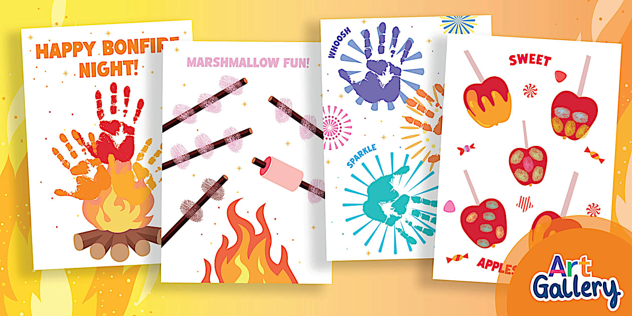 Happy Bonfire Night Handprint Activity Poster (teacher made)