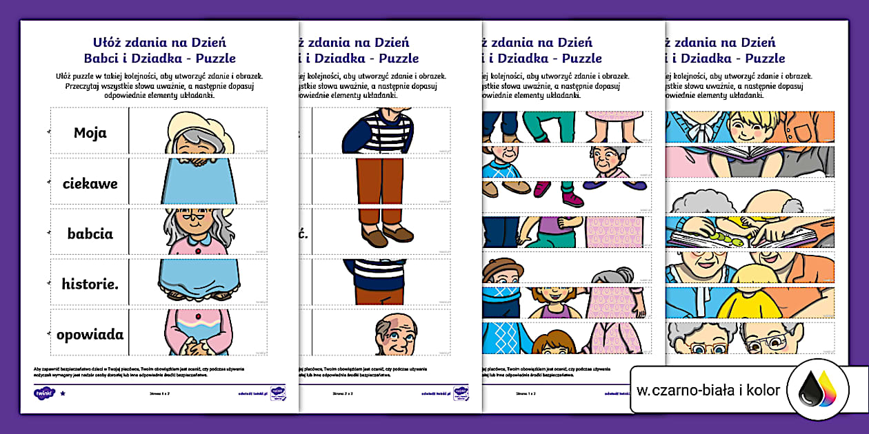 Dzień Babci i Dziadka | Ułóż zdania | Puzzle - Twinkl