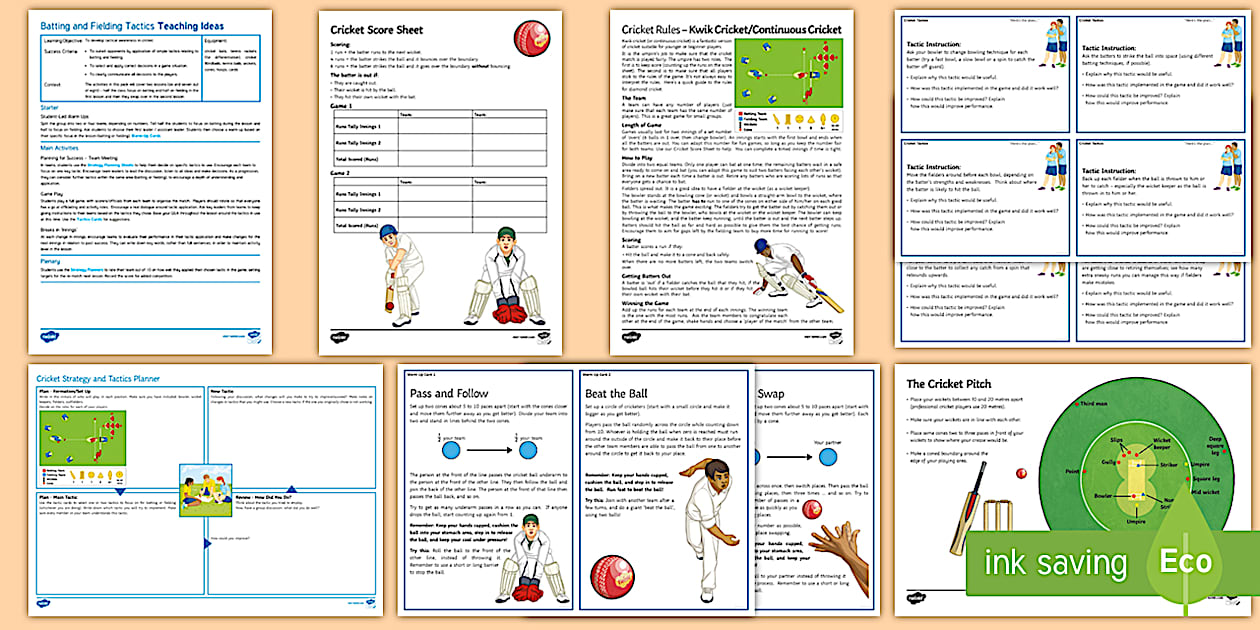 Cricket 6 and 7: Batting and Fielding Tactics Teaching Ideas