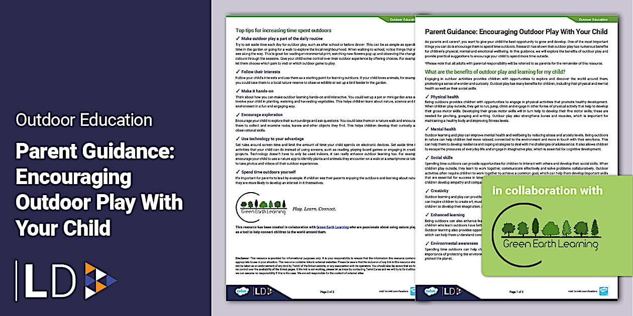 Encouraging Outdoor Play With Your Child - SLT - Twinkl