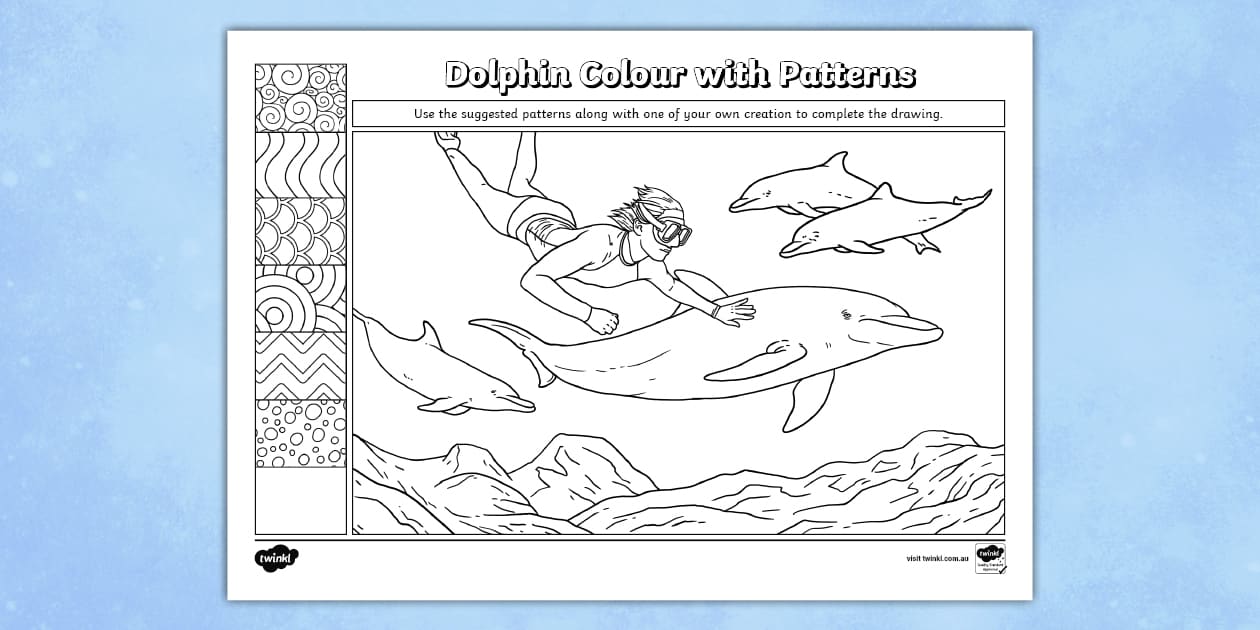 Dolphin Colour with Patterns Activity (teacher made)