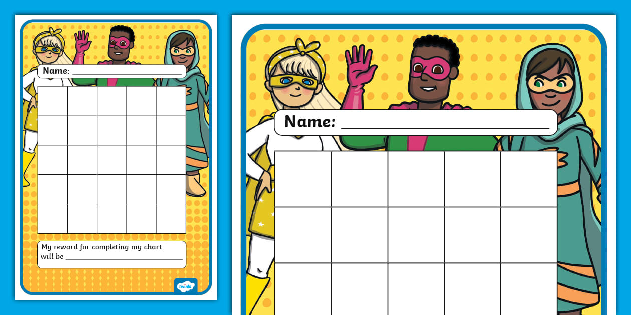Superhero Sticker Stamp Reward Chart (teacher made) - Twinkl