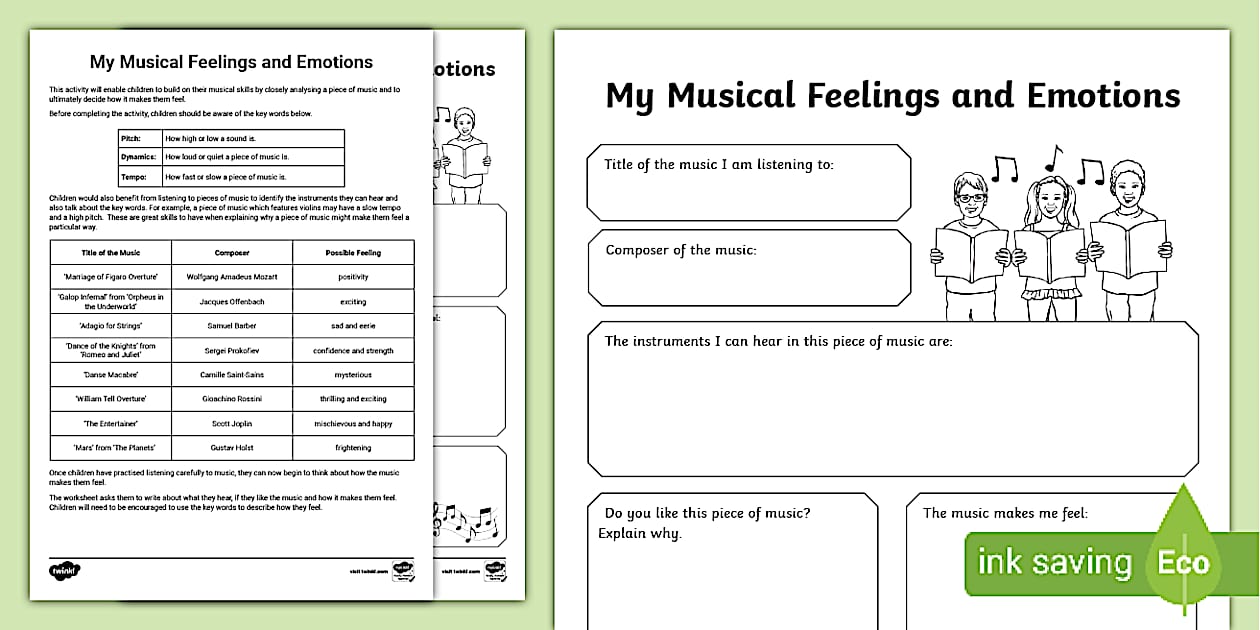 👉 Musical Feelings and Emotions | Music Worksheets - KS2