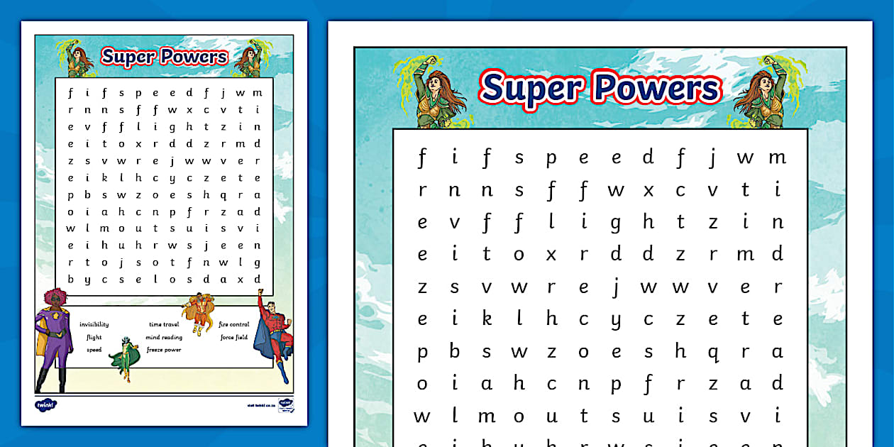 Super Powers Word Search (teacher made) - Twinkl