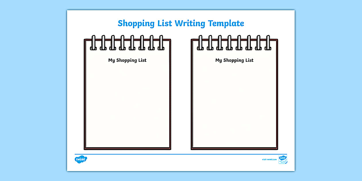 👉 Shopping List Writing Template (teacher made) - Twinkl