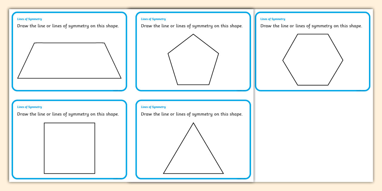 Draw the Lines of Symmetry Maths Challenge Cards - KS2