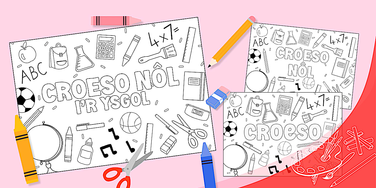 Taflenni Lliwio Pontio | Croeso Nol i’r Ysgol | Twinkl Cymru