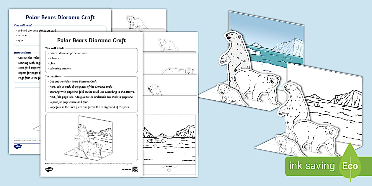 Polar Bears Diorama Craft (teacher made) - Twinkl