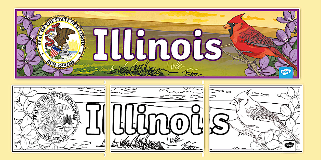 Illinois State Symbols Banner (teacher made) - Twinkl