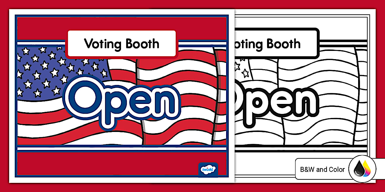 Election Day Voting Booth Dramatic Play Open Sign - Twinkl