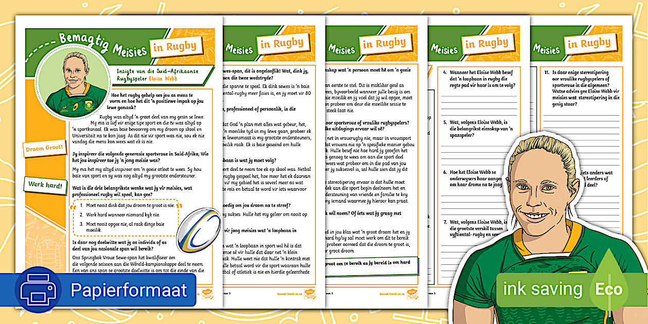 Bemagtig Meisies in Rugby: Eloise Webb - Leesbegrip - Twinkl