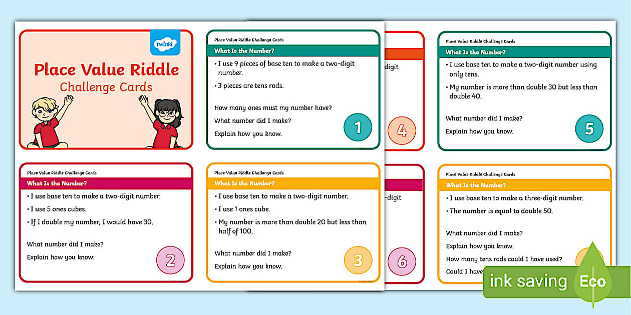 KS1 Place Value Riddle Challenge Cards - Twinkl